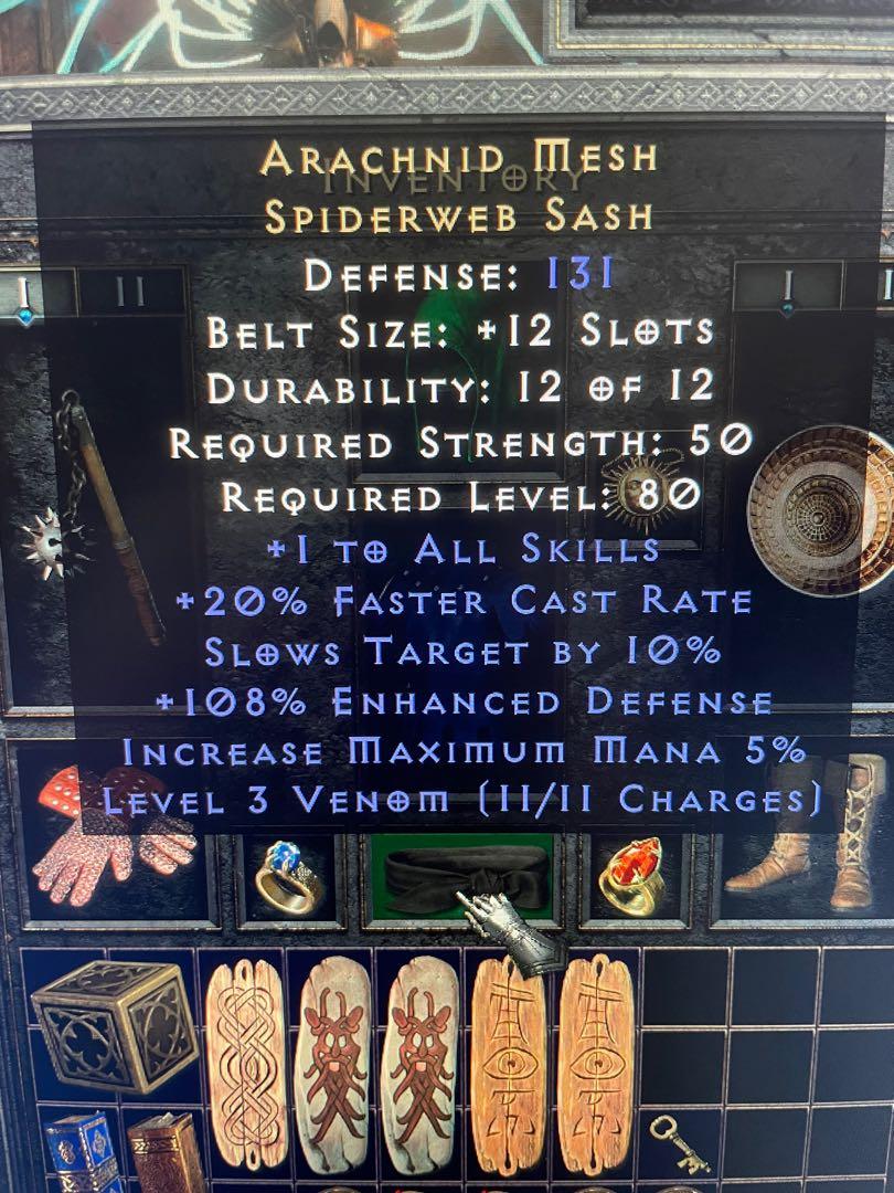 Arachhnid Mesh Belt Diablo, Video Gaming, Gaming Accessories, In-Game ...