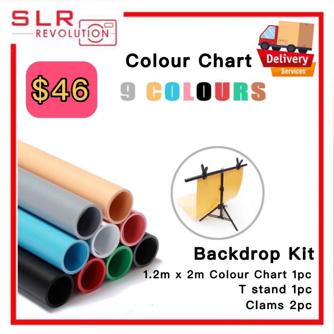 Backdrop Colour Chart Kit ( 1.2m x 2m Colour Chart , T Shared Stand UP ...