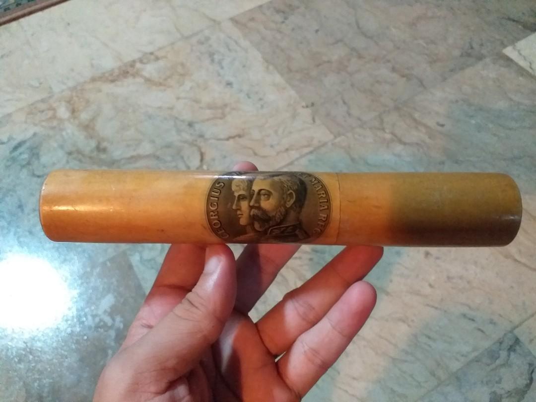 Cigar Tube Wooden Tobacco Case Storage Vintage Display Art Deco King ...