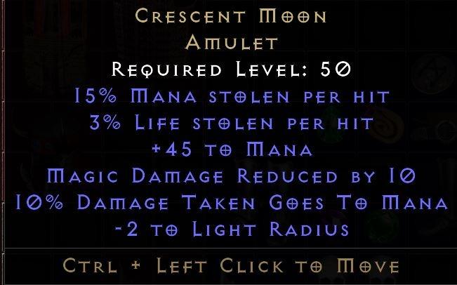 D2R : Amulet - Crescent Moon -PC, Video Gaming, Gaming Accessories, In ...