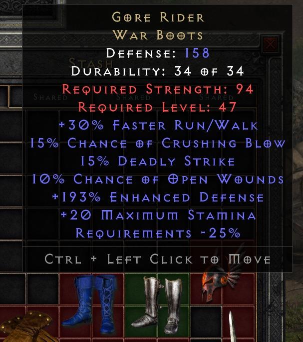 D2R Diablo 2 Resurrected: Gore Rider War Boots, Video Gaming, Gaming ...