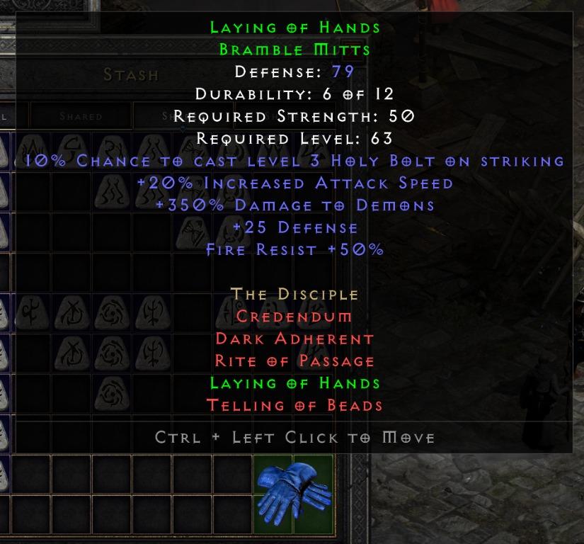 D2R Diablo 2 Resurrected: Laying of Hands Bramble Mitts, Video Gaming ...