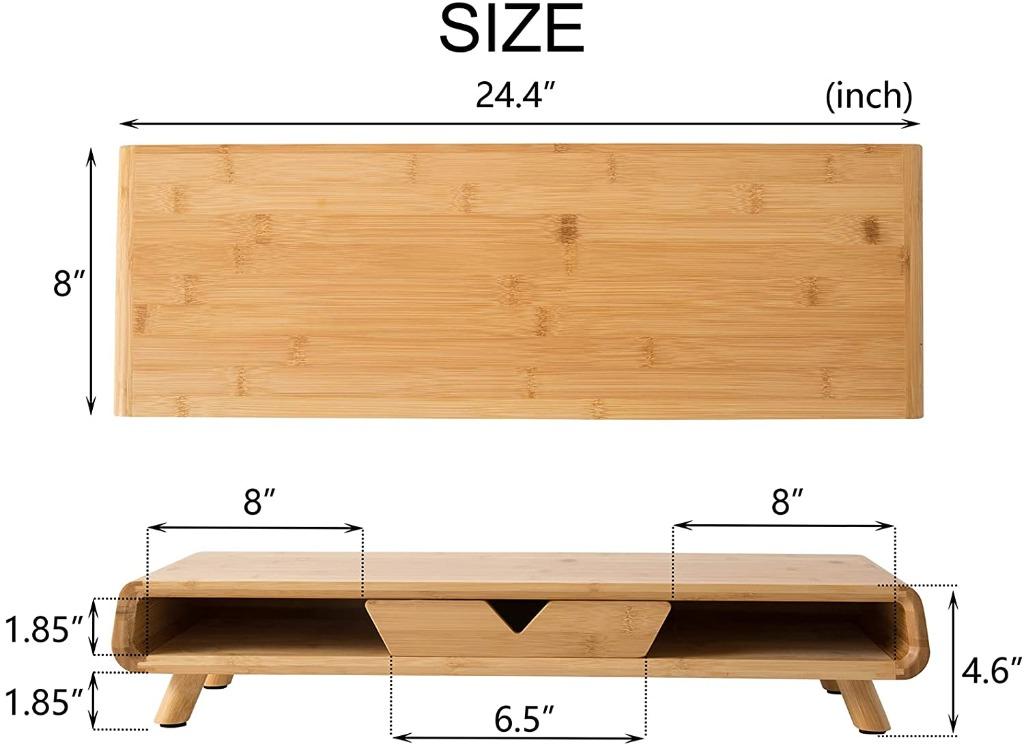 Homerays Bamboo Monitor Stand Riser, No Assembly Required Exquisite ...