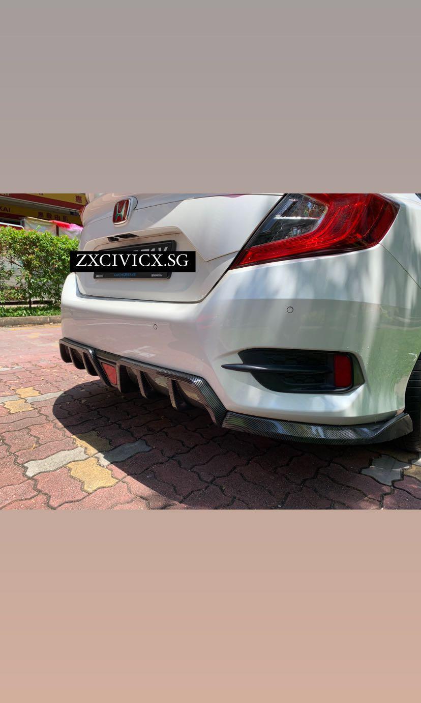 Honda Civic FC Rear diffuser in CF / Glossy black civicx 10Th Gen Fc1 ...
