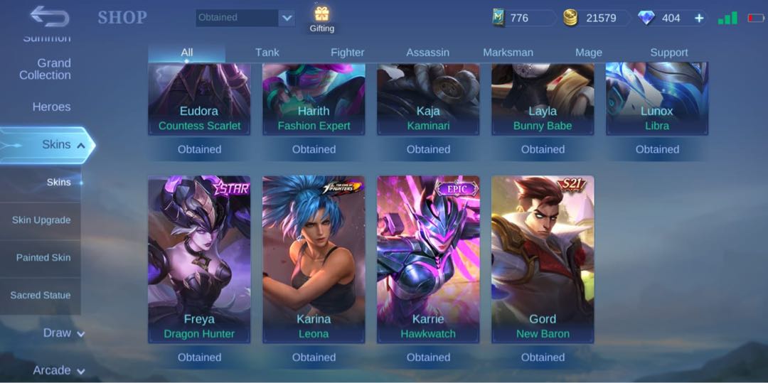 Mobile Legends Karrie Hawkwatch Account, Video Gaming, Gaming ...