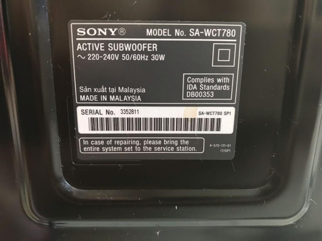 SONY CT780 SOUND BAR WITH WIRELESS ACTIVE SUBWOOFER, Audio, Soundbars ...