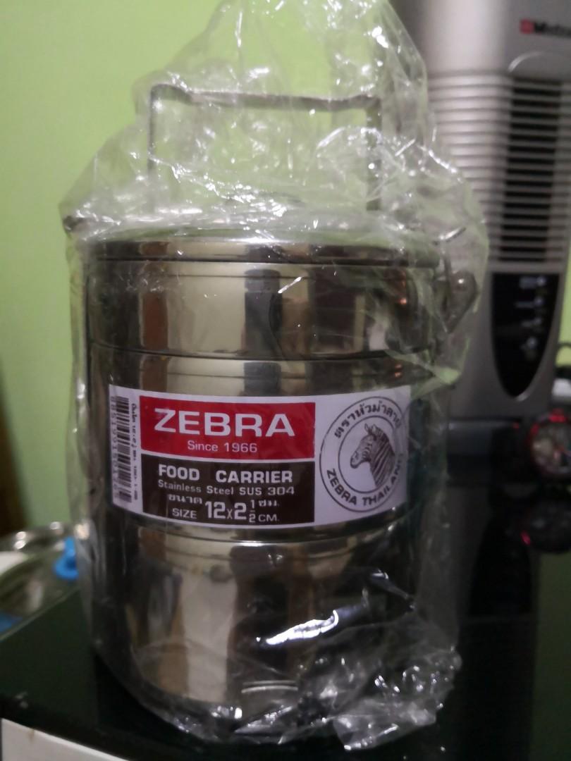 Zebra 3 tier stainless steal food carrier container, Furniture & Home ...