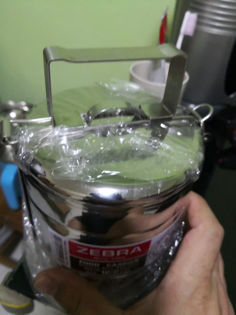 Zebra 3 tier stainless steal food carrier container, Furniture & Home ...