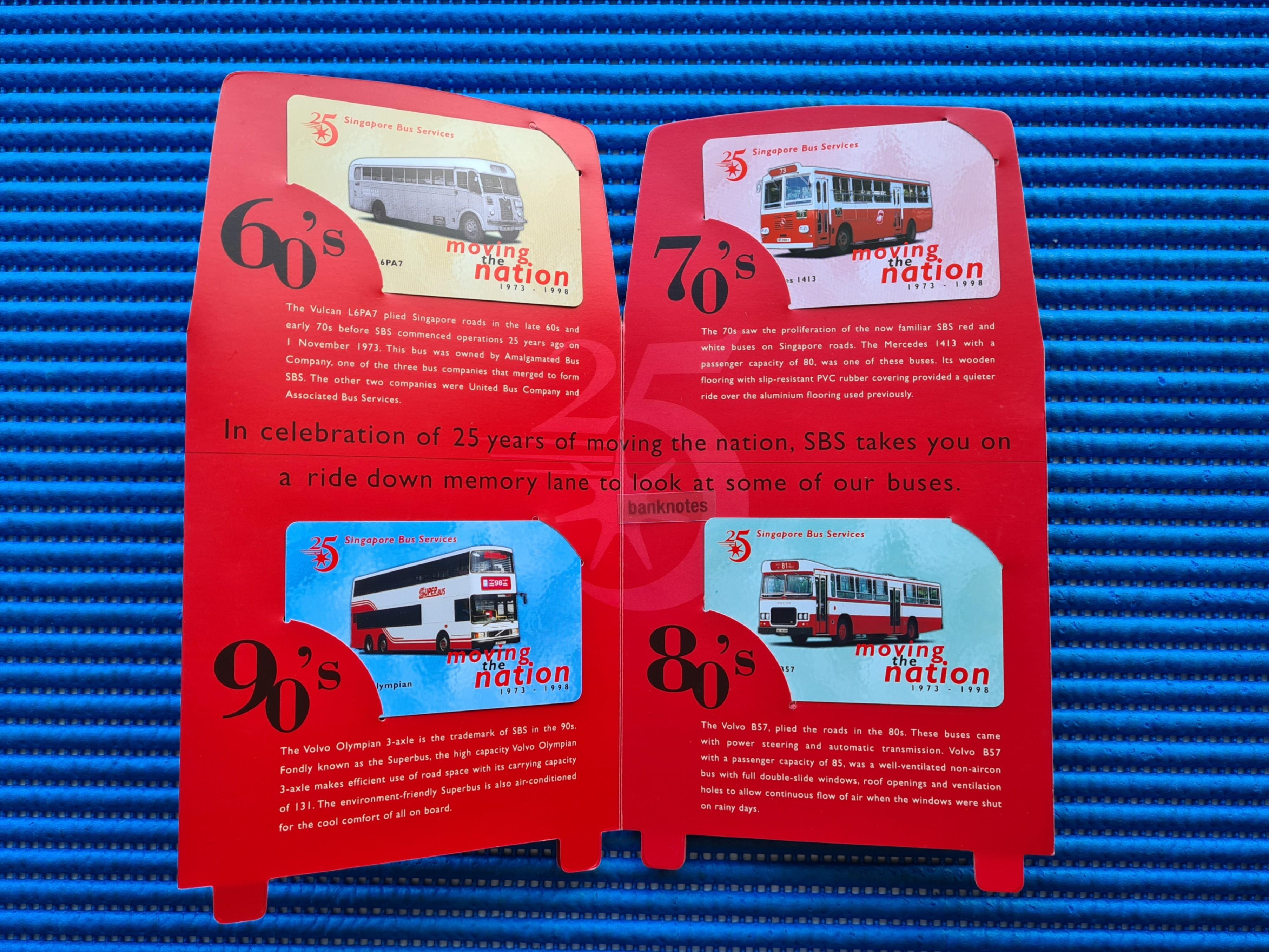 1998 Singapore Bus Services Limited Edition Collector's Farecards 25th ...