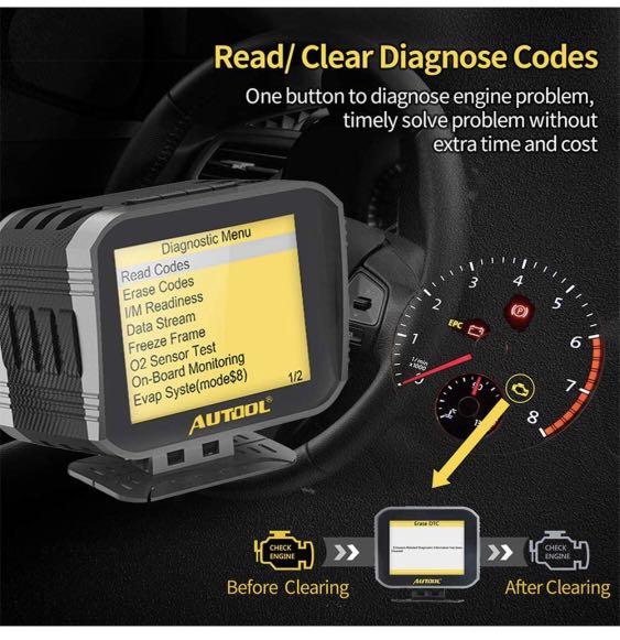 AUTOOL Automotive HUD, OBD2 Multi-Function Digital Meter, Diagnostic ...