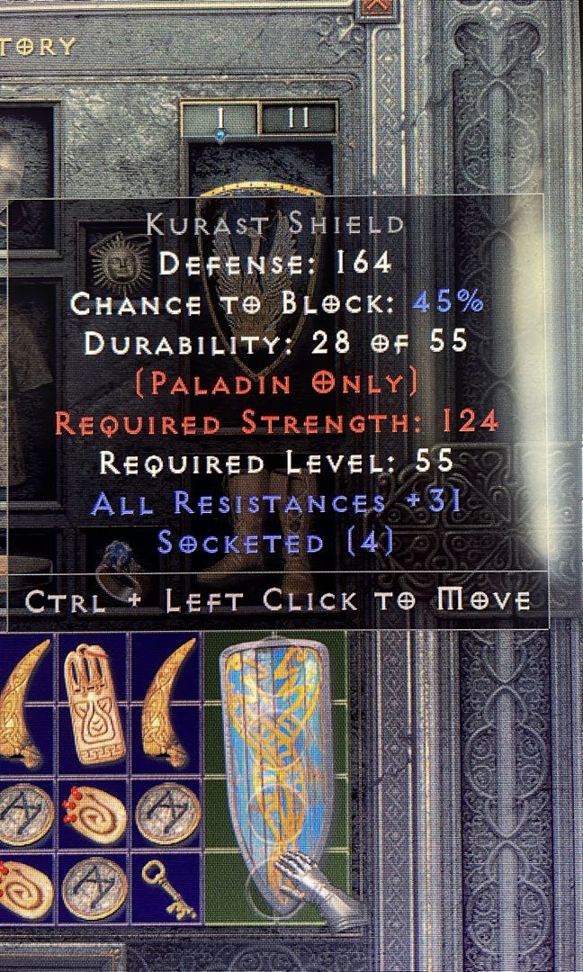 D2R - Kurast Shield 4OS AR 31, Hobbies & Toys, Toys & Games on Carousell