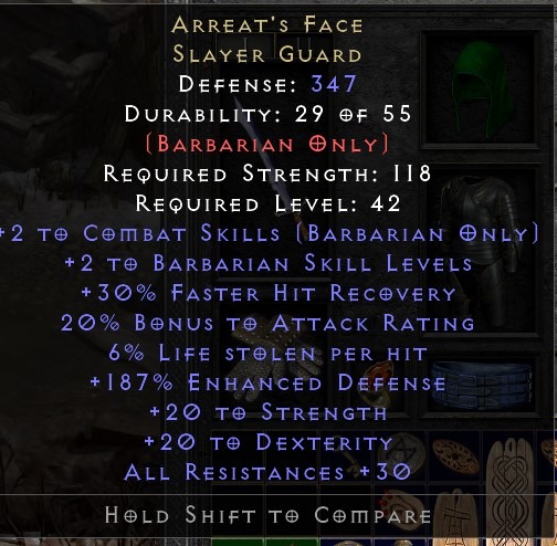 Diablo 2 Resurrected Arreat's Face Barbarian Best Helm 187ED 5LS, Video ...