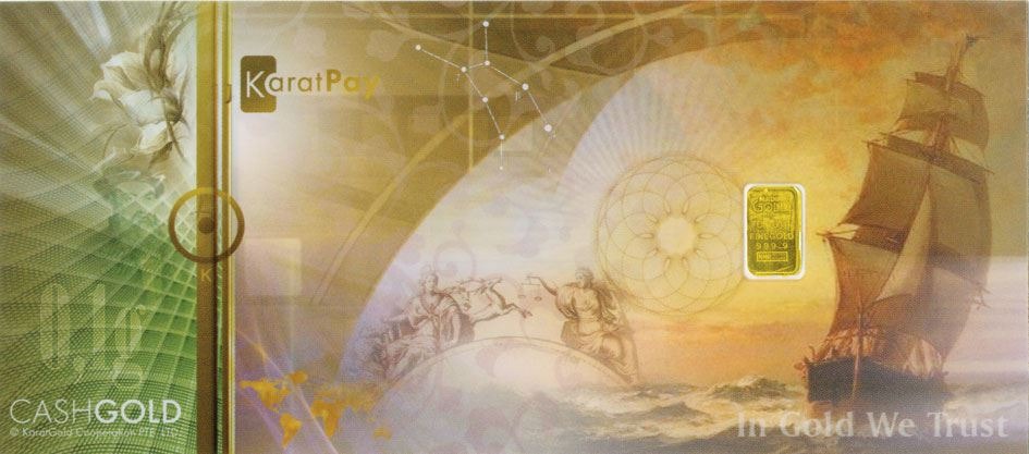 KaratPay CashGold Banknote with a 0.1 Gram 9999 Gold bar, 興趣及遊戲, 古董收藏 ...
