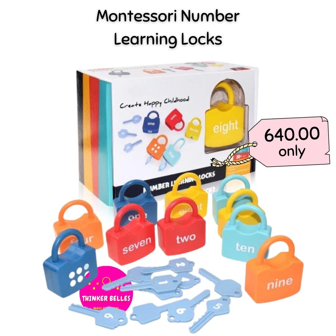 Montessori Number Learning Locks, Hobbies & Toys, Toys & Games on Carousell