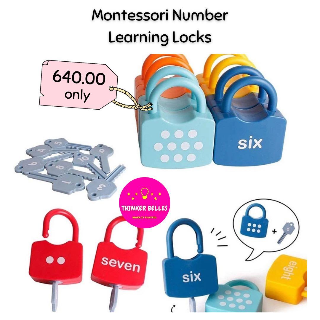 Montessori Number Learning Locks, Hobbies & Toys, Toys & Games on Carousell