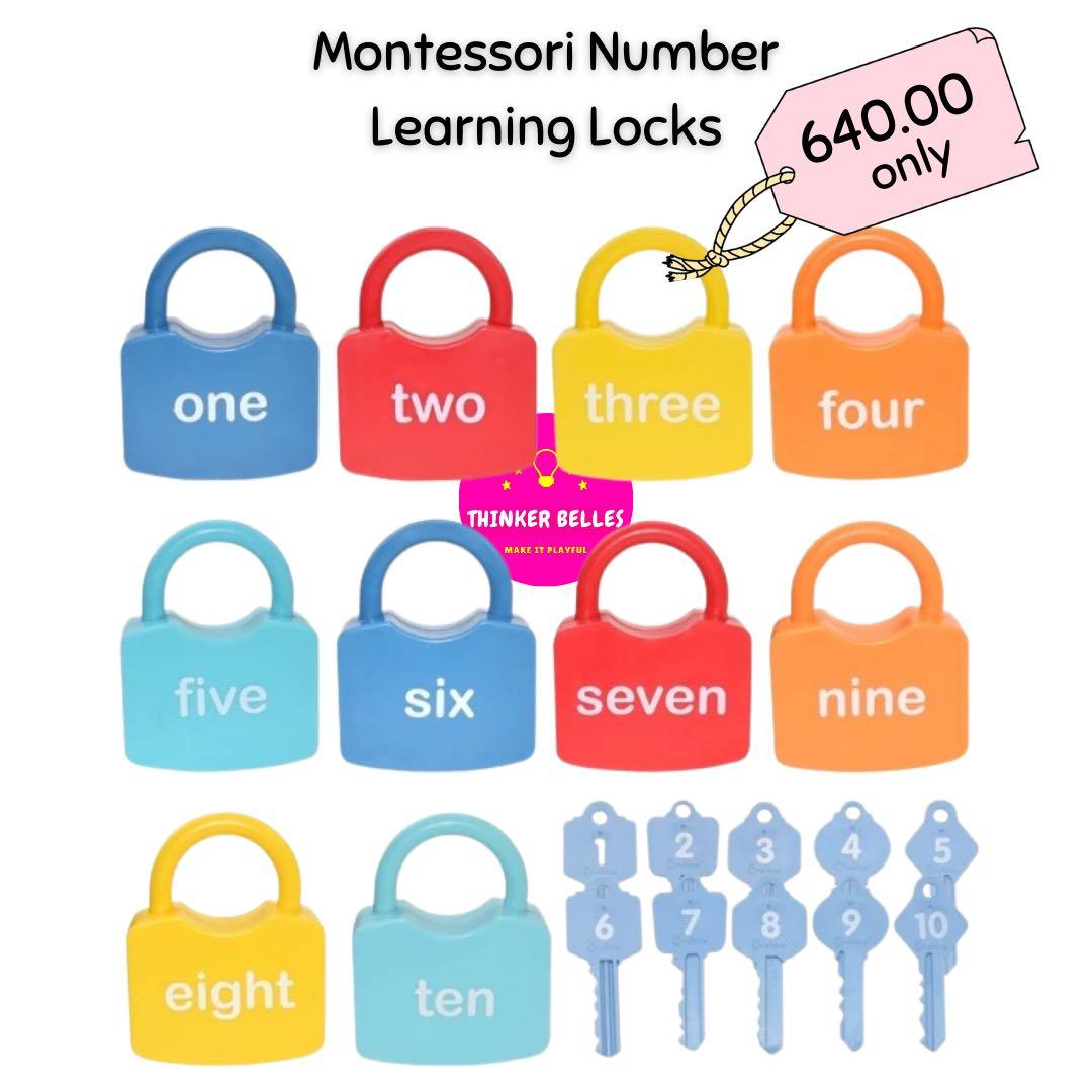 Montessori Number Learning Locks, Hobbies & Toys, Toys & Games on Carousell