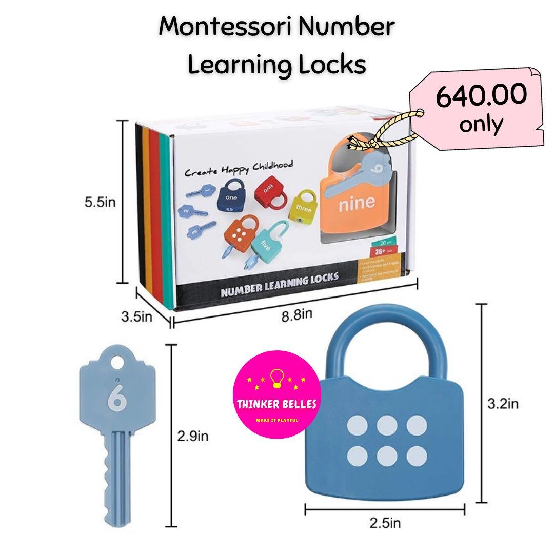 Montessori Number Learning Locks, Hobbies & Toys, Toys & Games on Carousell