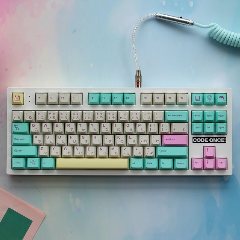 PBT Keycaps Analog Dreams Colorway Pastel Green Yellow Pink Theme In ...