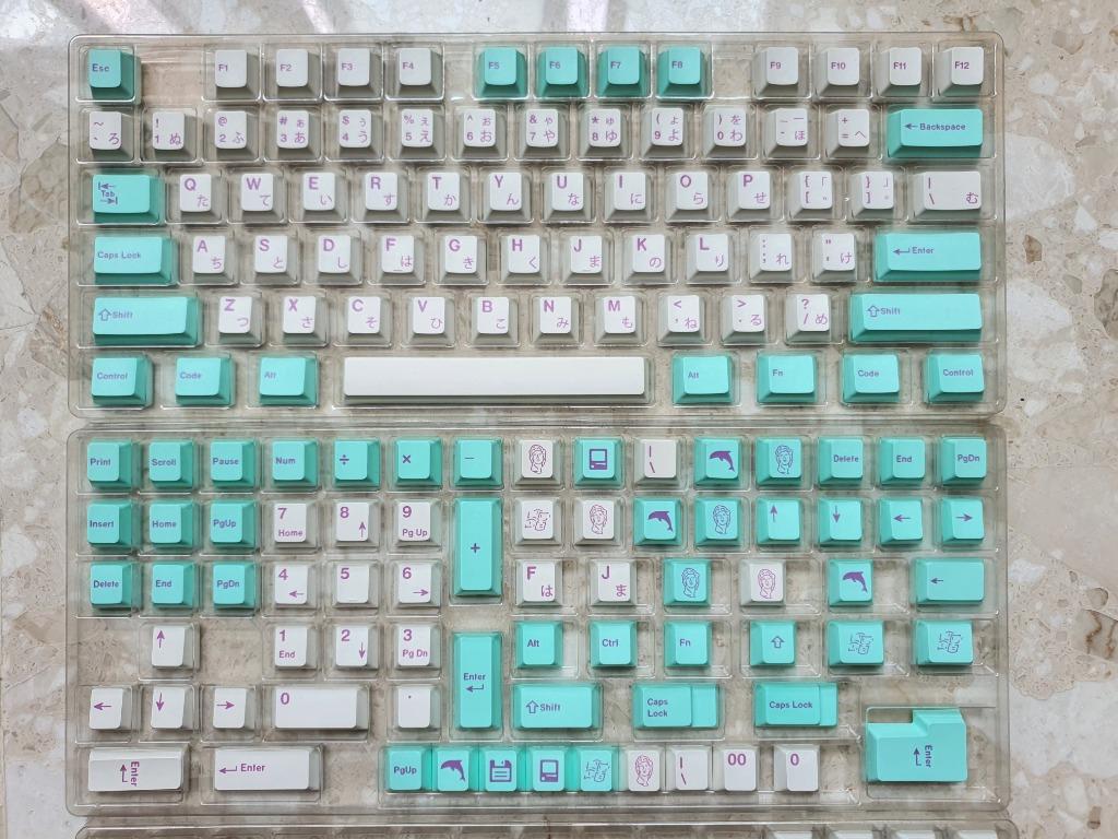 PBT Keycaps Analog Dreams Colorway Pastel Green Yellow Pink Theme In ...