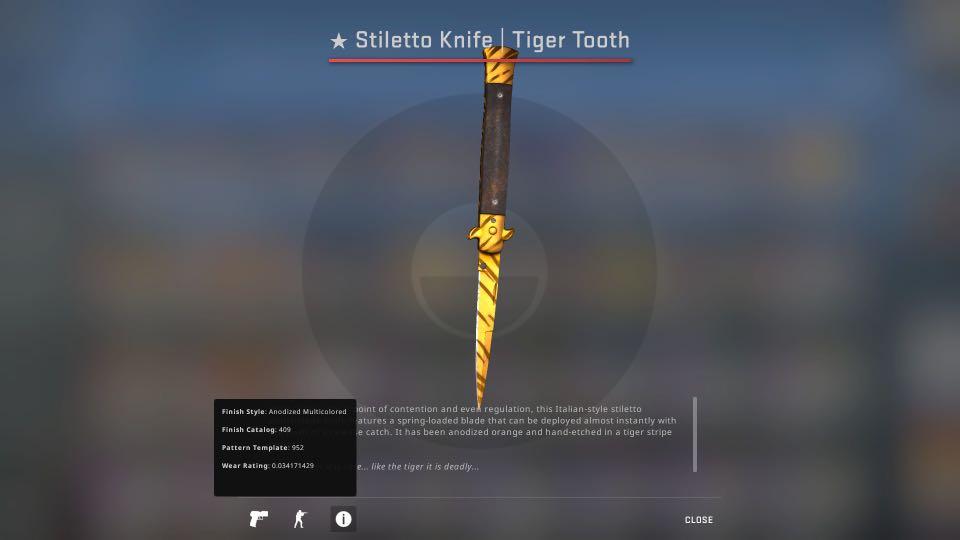 Stiletto Knife Tiger Tooth, Video Gaming, Gaming Accessories, In-Game ...