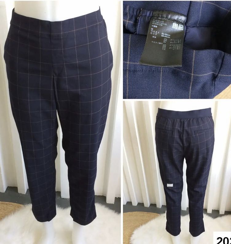 Uniqlo grid ezy ankle pants, Women's Fashion, Bottoms, Other Bottoms on ...