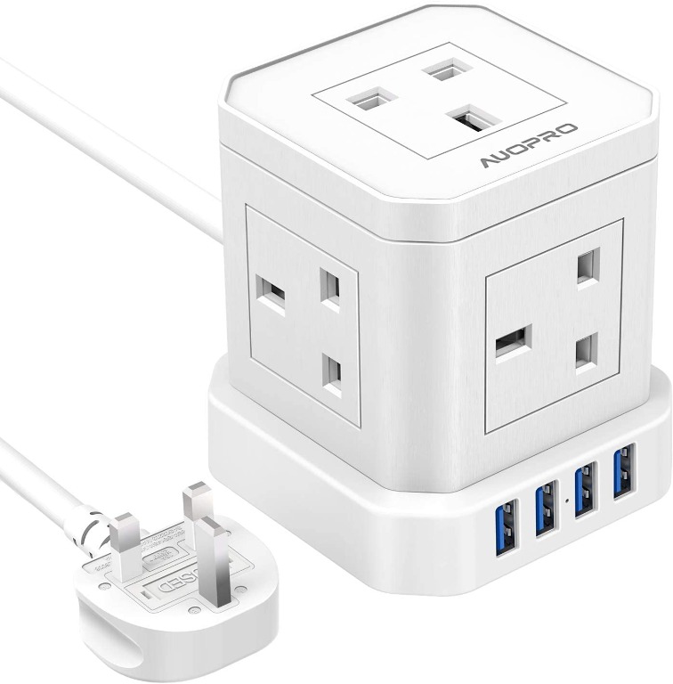 X4710 AUOPRO Extension Lead Cube, 5 Way Extension Plug, Power Strip ...