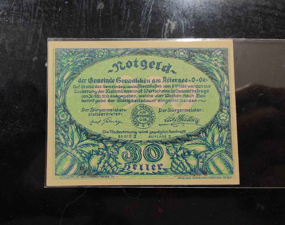 Austria Notgeld 1920 20 Heller Banknote Currency XF, Hobbies & Toys ...
