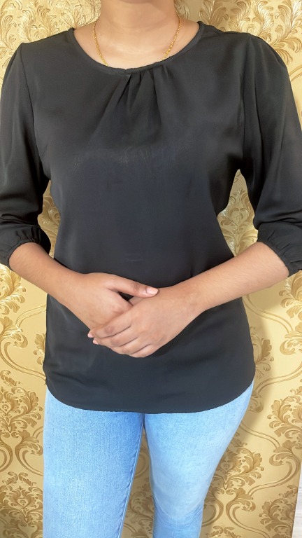 Black Semi-Formal Top, Women's Fashion, Tops, Blouses on Carousell