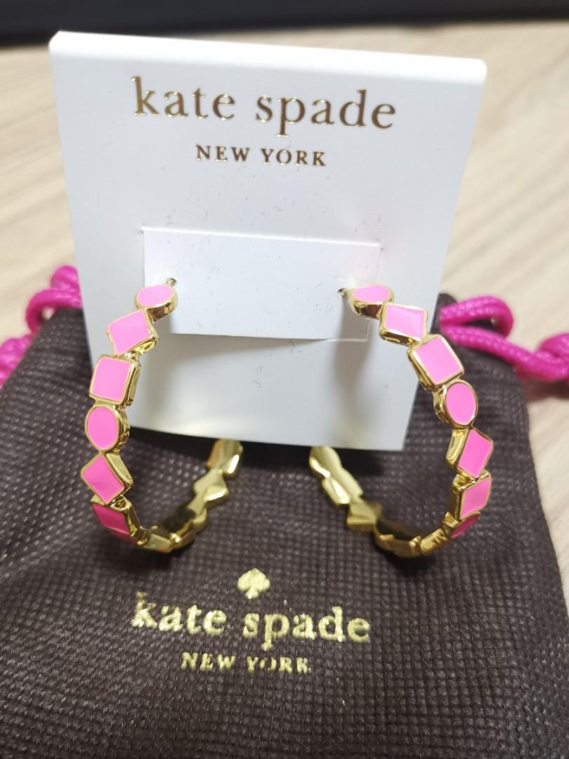 Kate Spade 14K Gold Hoops with Geometric Shapes, Women's Fashion ...
