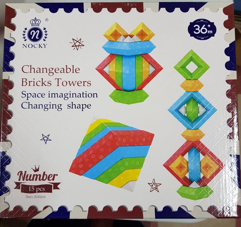 Changeable Geometric shapes Stacking Building tower Blocks - 15 pcs ...
