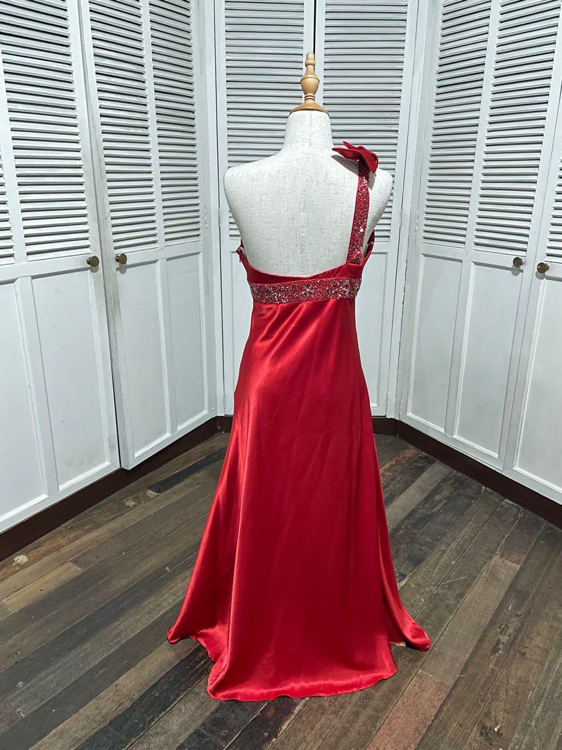 Cinderella Red Satin Gown, Women's Fashion, Dresses & Sets, Evening ...
