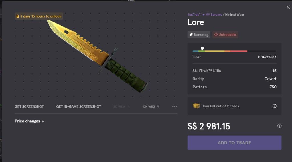 Csgo knife: M9 bayonet stat trak MW, Video Gaming, Gaming Accessories ...