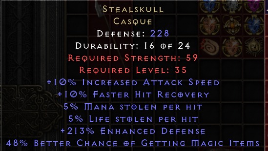 D2R | Diablo 2 Resurrected Steal skull, Stealskull 48MF Helm, Video ...