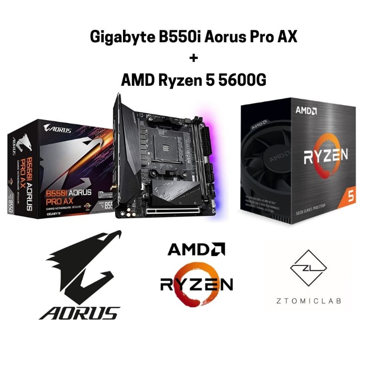 Gigabyte B550 Mini-ITX AORUS Motherboard + AMD Ryzen 5 5600G, Computers & Tech, Parts ...