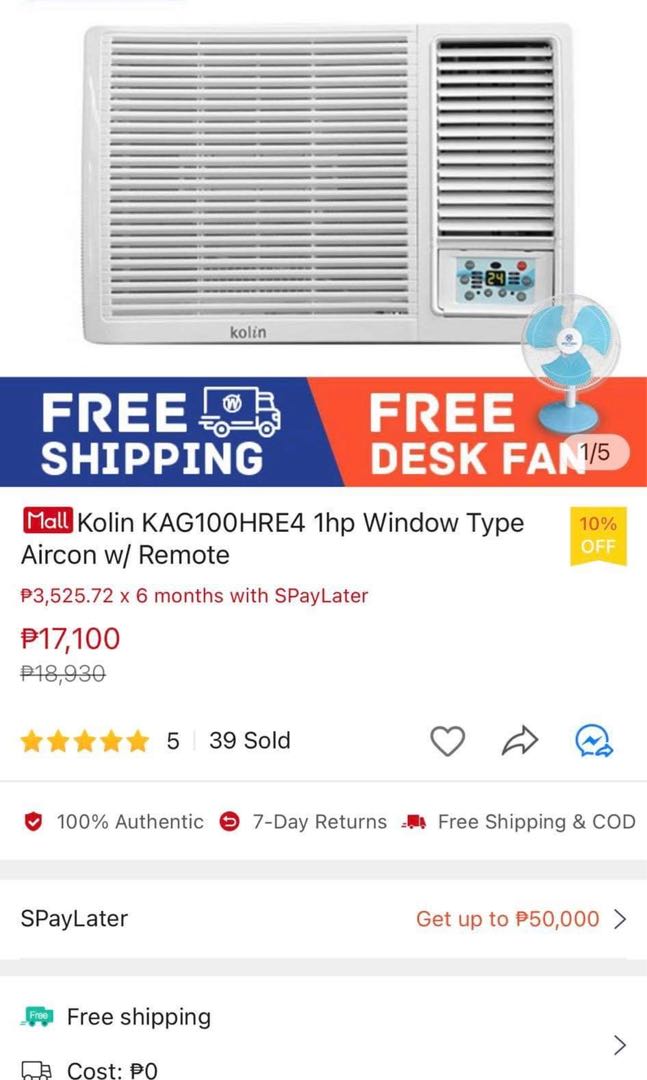 Kolin Window Type Aircon with Remote, TV & Home Appliances, Air ...