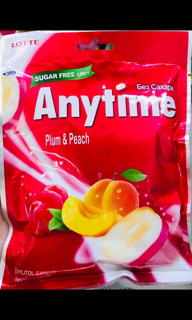 Lotte Anytime Plum & Peach Candy Sugar Free 74g, Food & Drinks ...