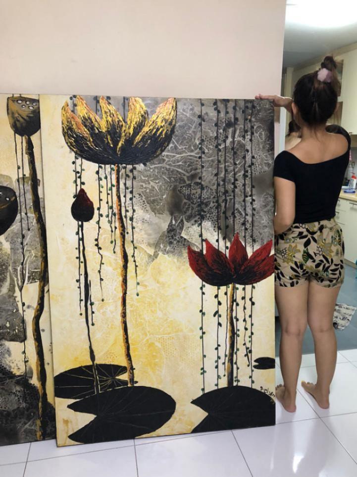 Lotus Art by Gelyn Ong, Furniture & Home Living, Home Decor, Frames & Pictures on Carousell