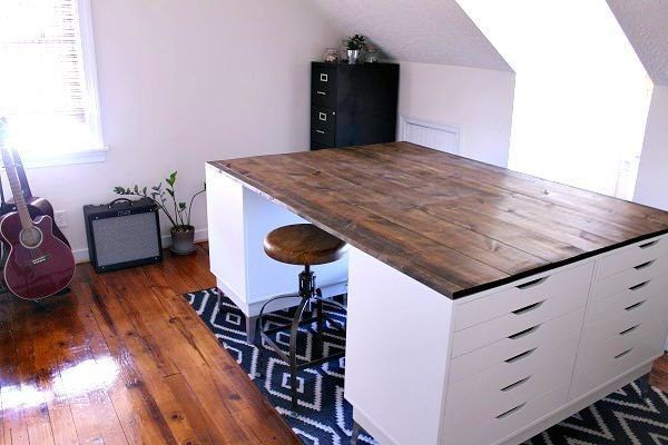 Mahogany table top and alex wide drawers, computer desk, Furniture ...