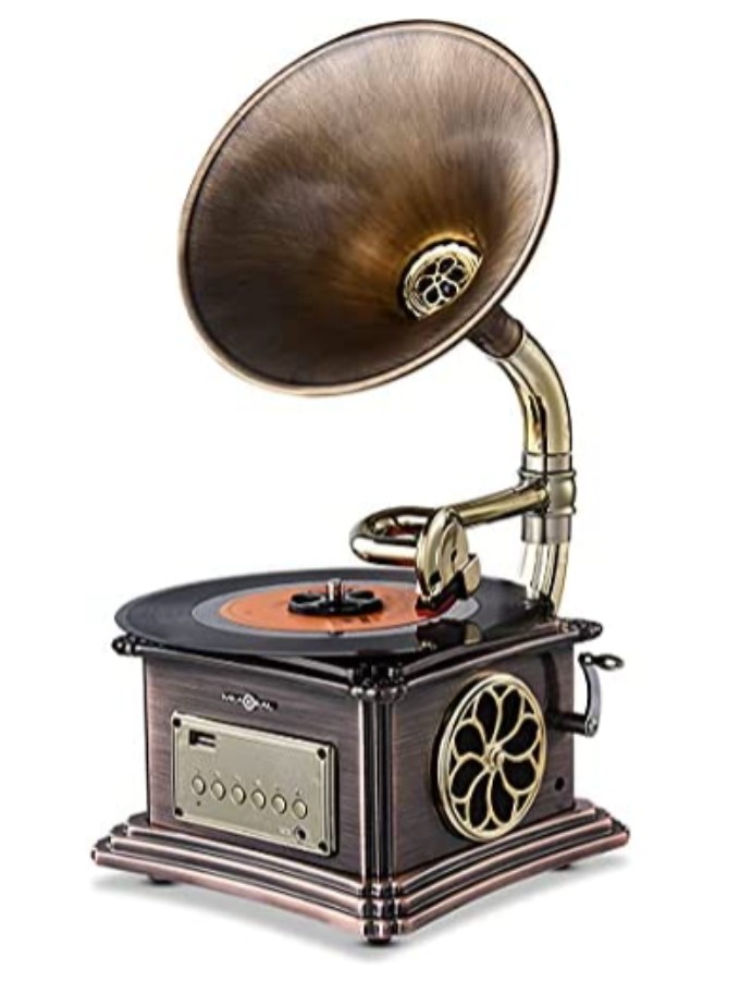 MEAGEAL Mini Record Player,Retro Phonograph Bluetooth Speaker,Vintage ...