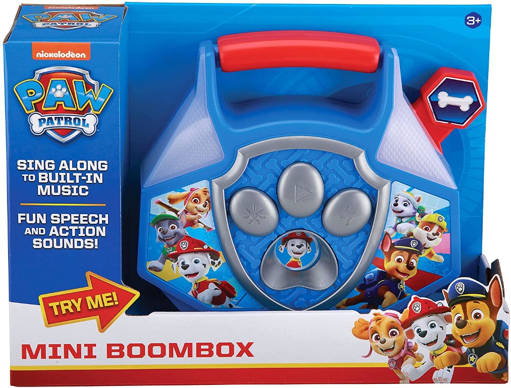 Paw Patrol Toy Mini Boom Box, Built-in Music, Flashing Lights and Sound ...