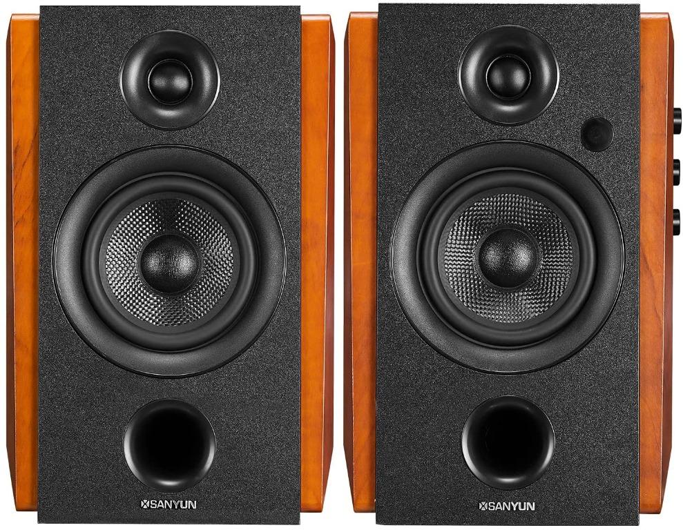 "Sanyun SW208 3"" Active Bluetooth Bookshelf Speakers - 60W Carbon Fiber Speaker Unit - aptX ...