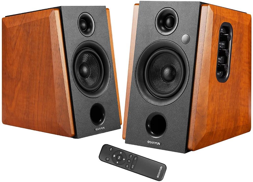 "Sanyun SW208 3"" Active Bluetooth Bookshelf Speakers - 60W Carbon Fiber Speaker Unit - aptX ...