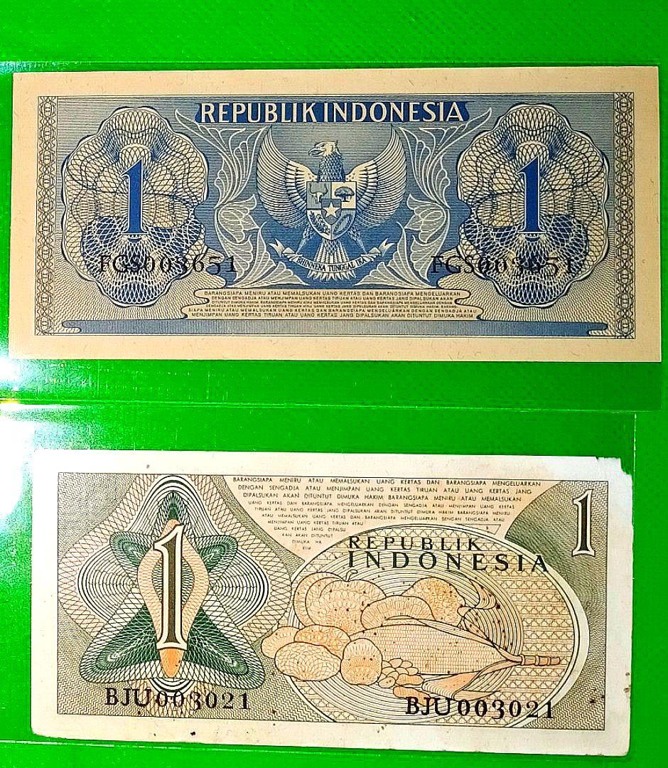 2 Uang satu rupiah beda tahun, Antik, Uang Lama di Carousell