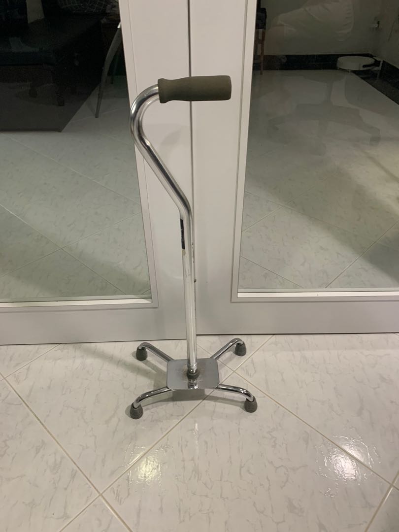 Walking Stick Quad Cane with Broad Base, Health & Nutrition, Assistive ...