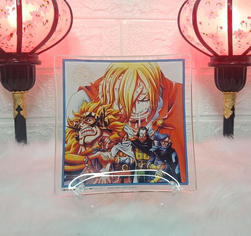 AUTHENTIC BSP ONE PIECE SANJI x RONOROA ZORRO GLASS DISPLAY PLATE WITH ...