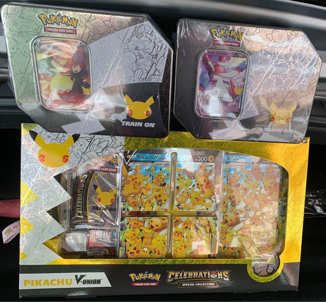 (Last Set) Pikachu V Union & Charizard/Dark Sylveon Big Tins, Hobbies ...