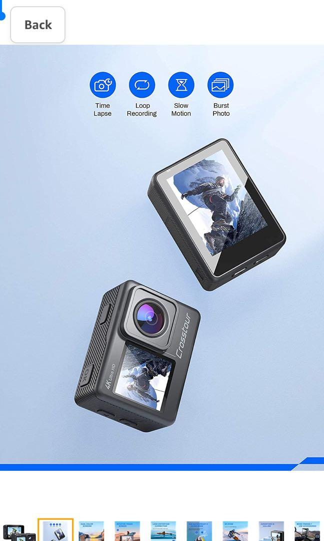 Crosstour underwater Action Camera 4K 24MP Dual Touch Screen Underwater ...