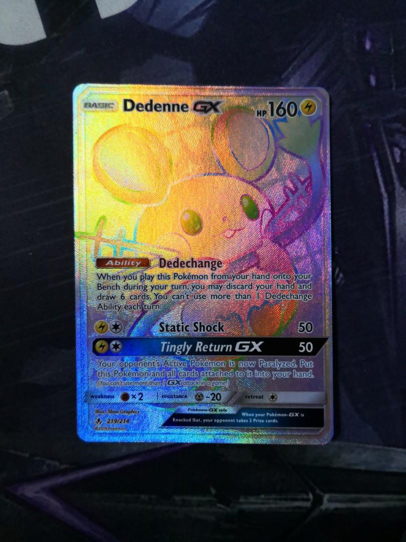 Dedenne GX Rainbow Secret Rare Free normal mail + toploader Pokémon ...