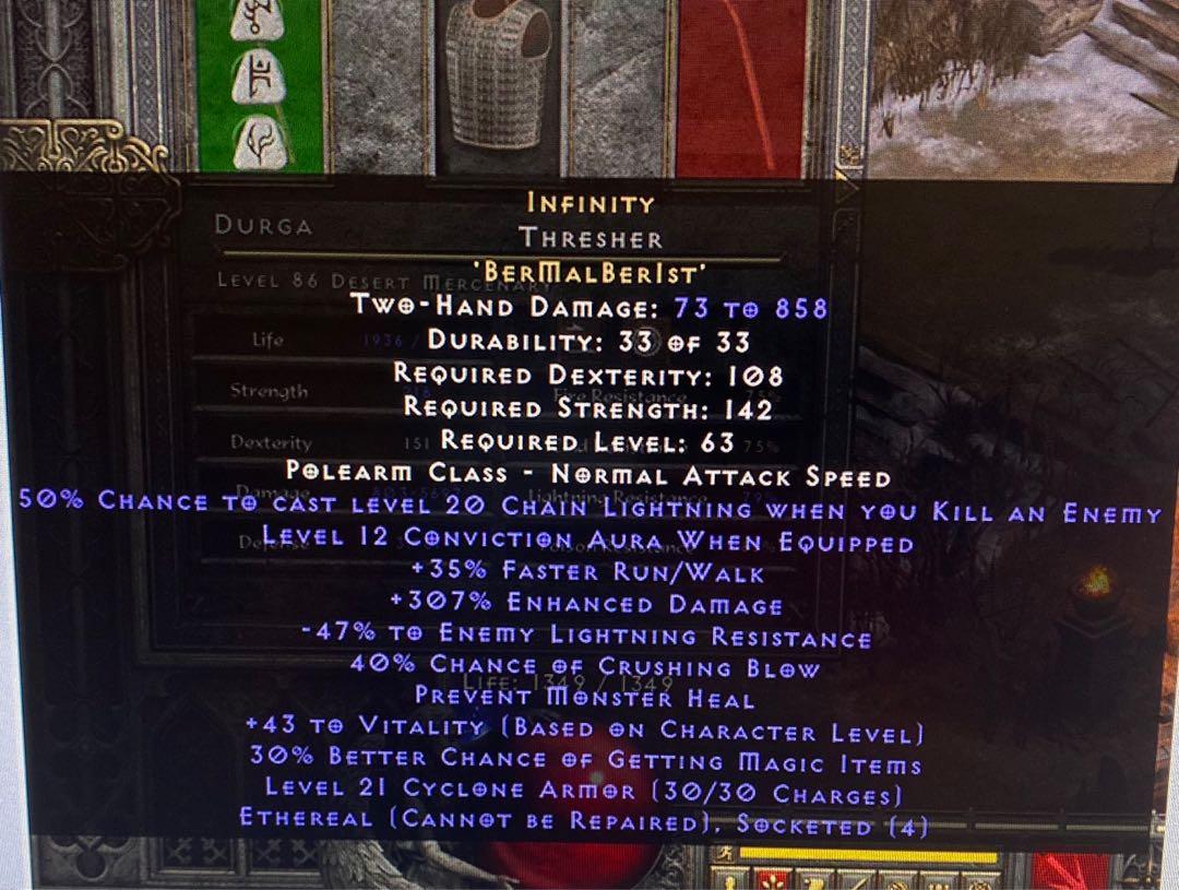 Diablo 2 R infinity runeword, Video Gaming, Gaming Accessories, In-Game ...