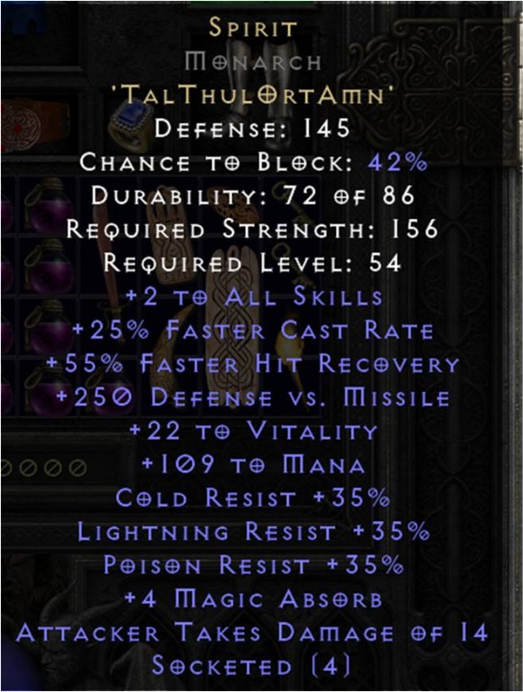 Monarch Shield (Spirt Rune word) - Diablo 2 Resurrected, Video Gaming ...